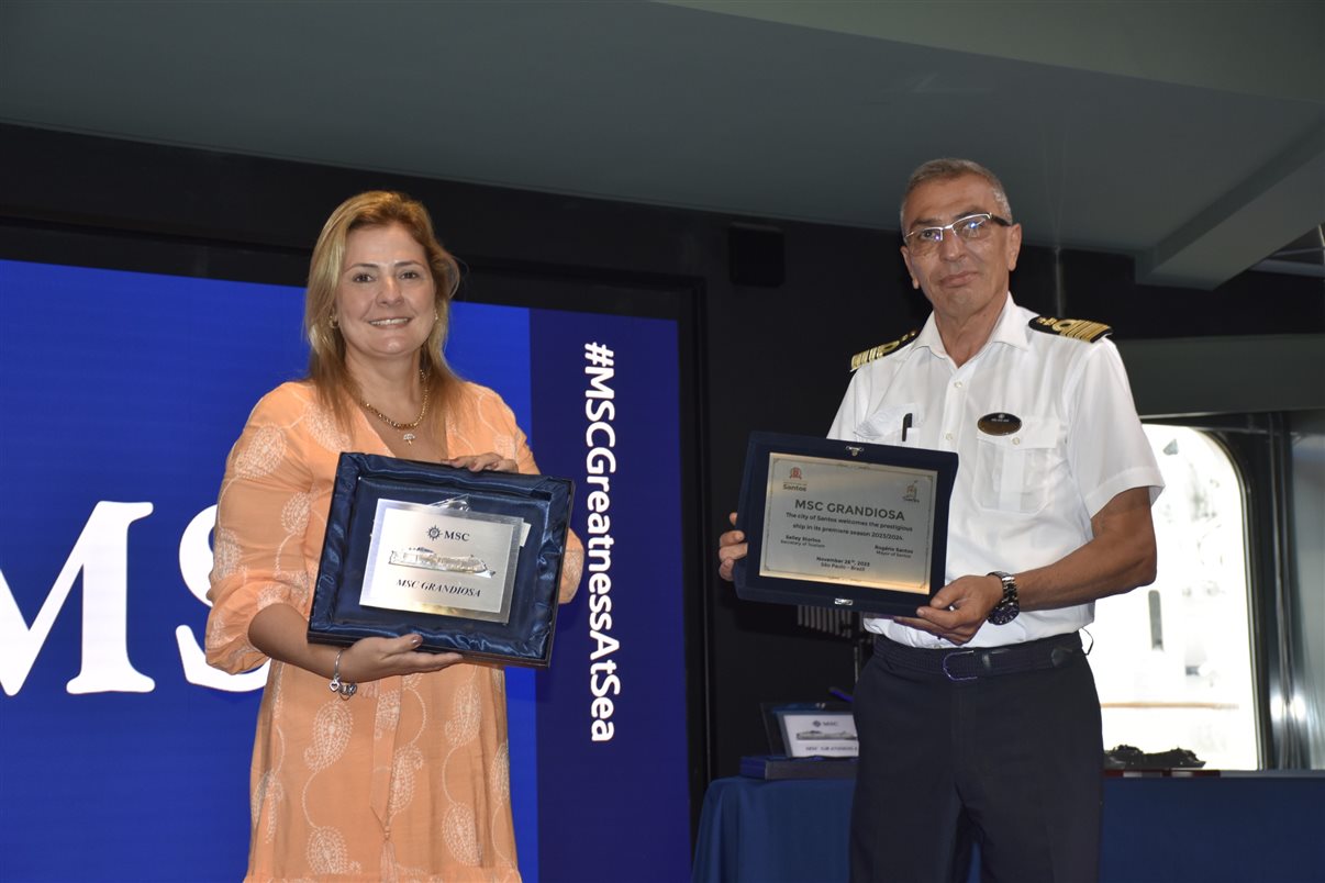 MSC faz troca de placas do MSC Grandiosa em Santos